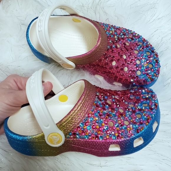CROCS | Shoes | Kids Custom Rainbow Sparkly Bling Crocs C3 | Poshmark